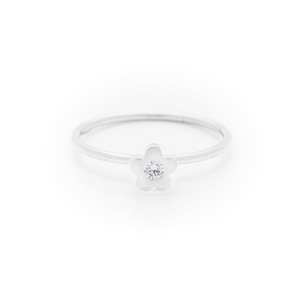 Diamond white gold baby flower ring Carats Design Jewellery