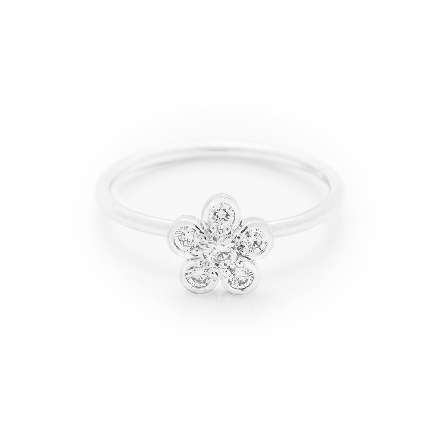 Diamond white gold flower ring Carats Design Jewellery